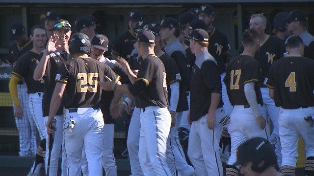 Shocker baseball wins MVC Tournament opener in extras - KAKE